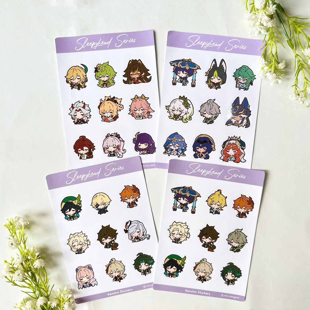 Genshin Impact Cute Characters Sticker Sheet Sleepyhead Series Kiss Cut ...