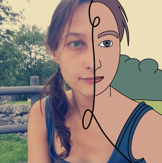 Cartoon Half Face Portrait toonme Digital Download | Etsy