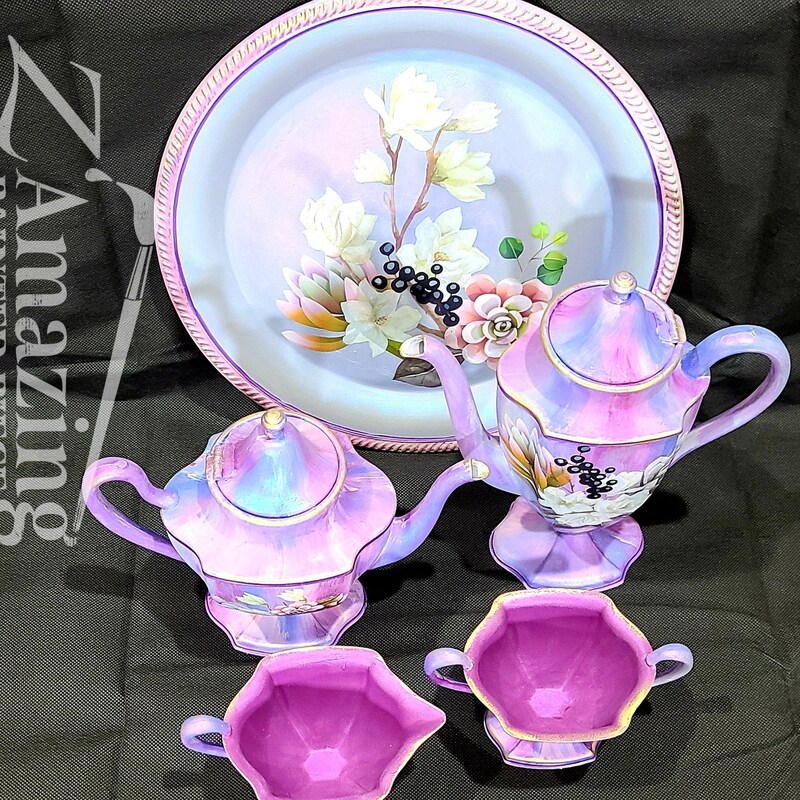 Hand Painted Tea Set - Etsy