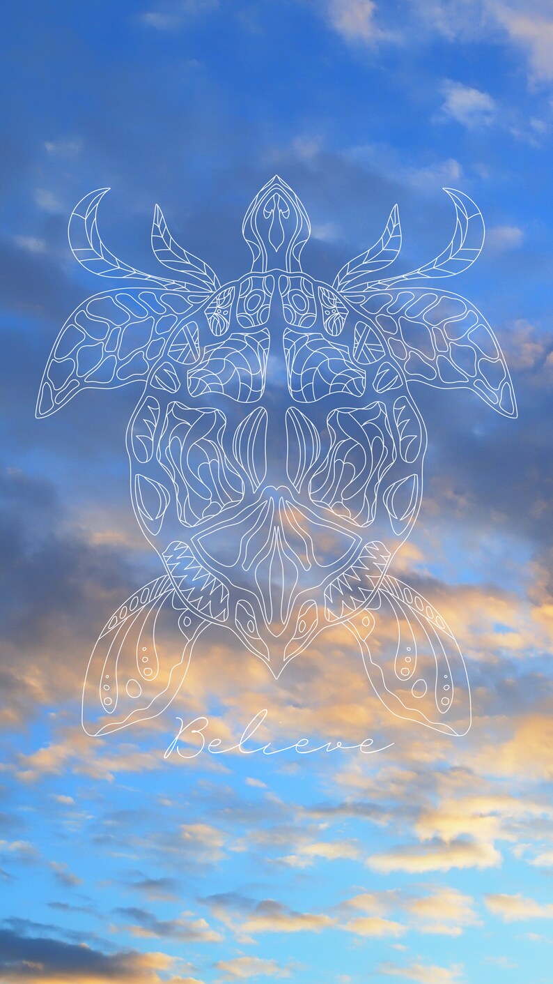 Turtle Mandala Wallpaper With and Without Text - Etsy