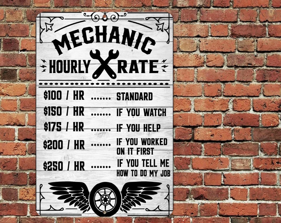 Mechanic Metal Rate Sign 8x12 - Etsy