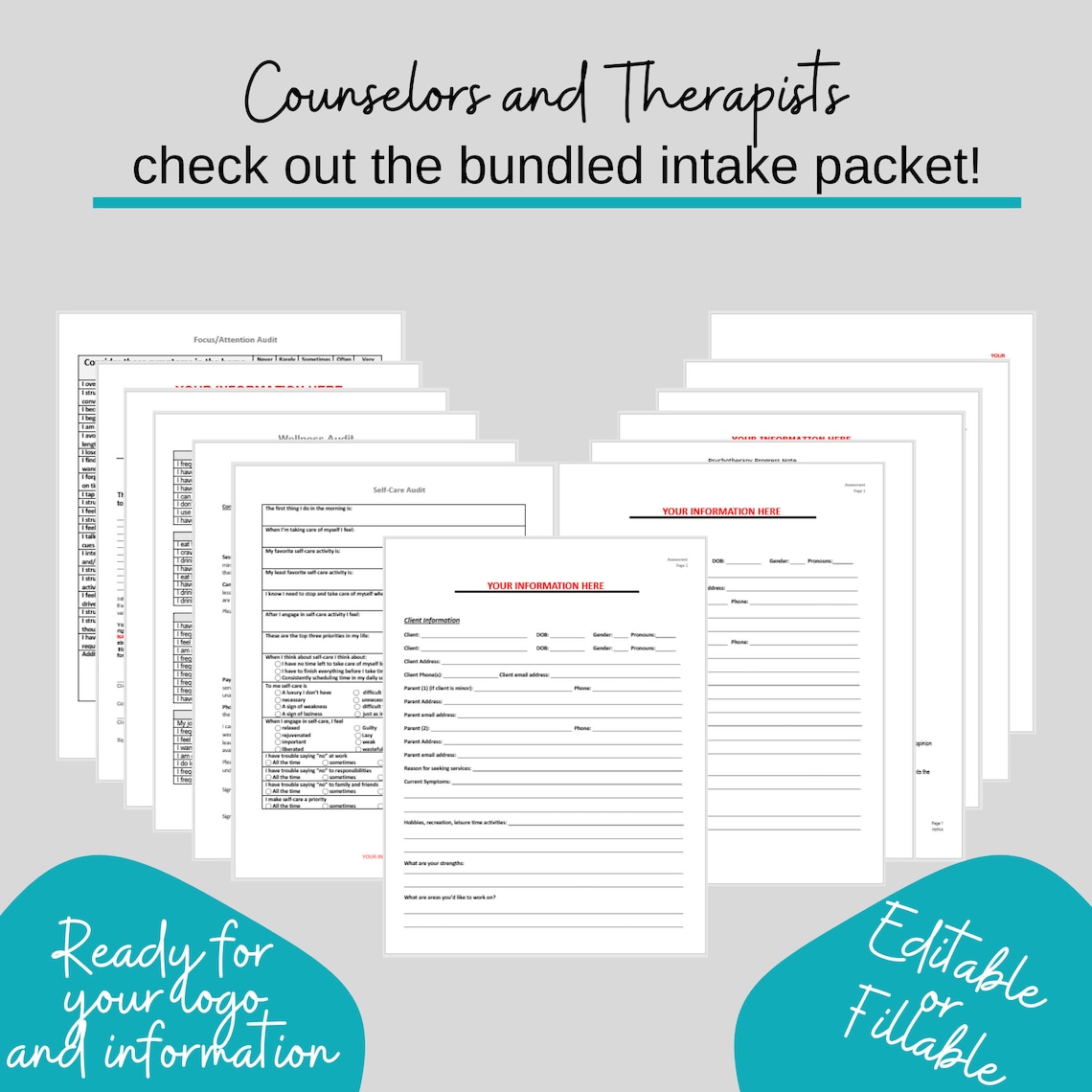 Client Assessment Bundle Forms Fillable & Editable Templates ...