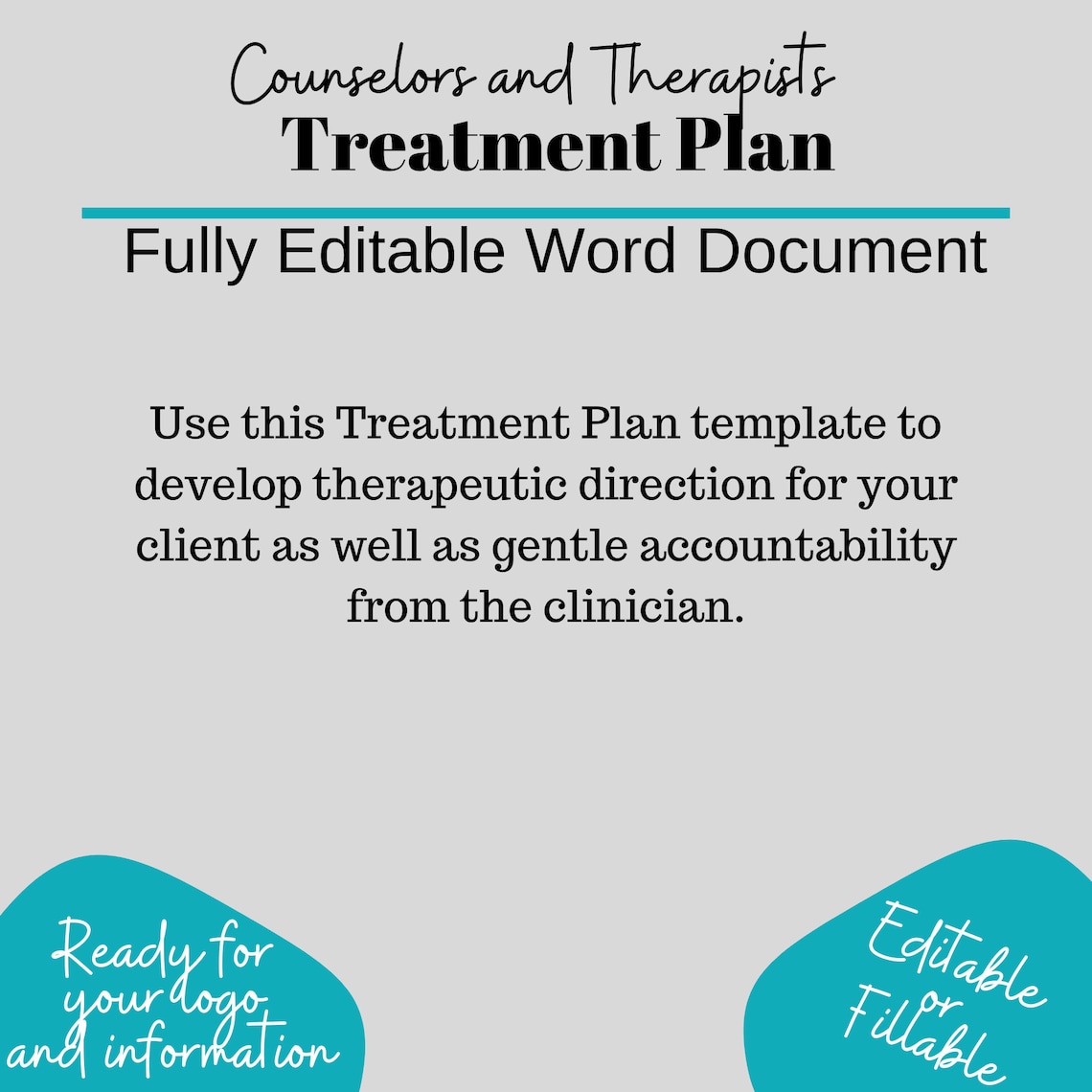 Treatment Plan Form Editable Templates, Psychotherapy/ Private Practice ...