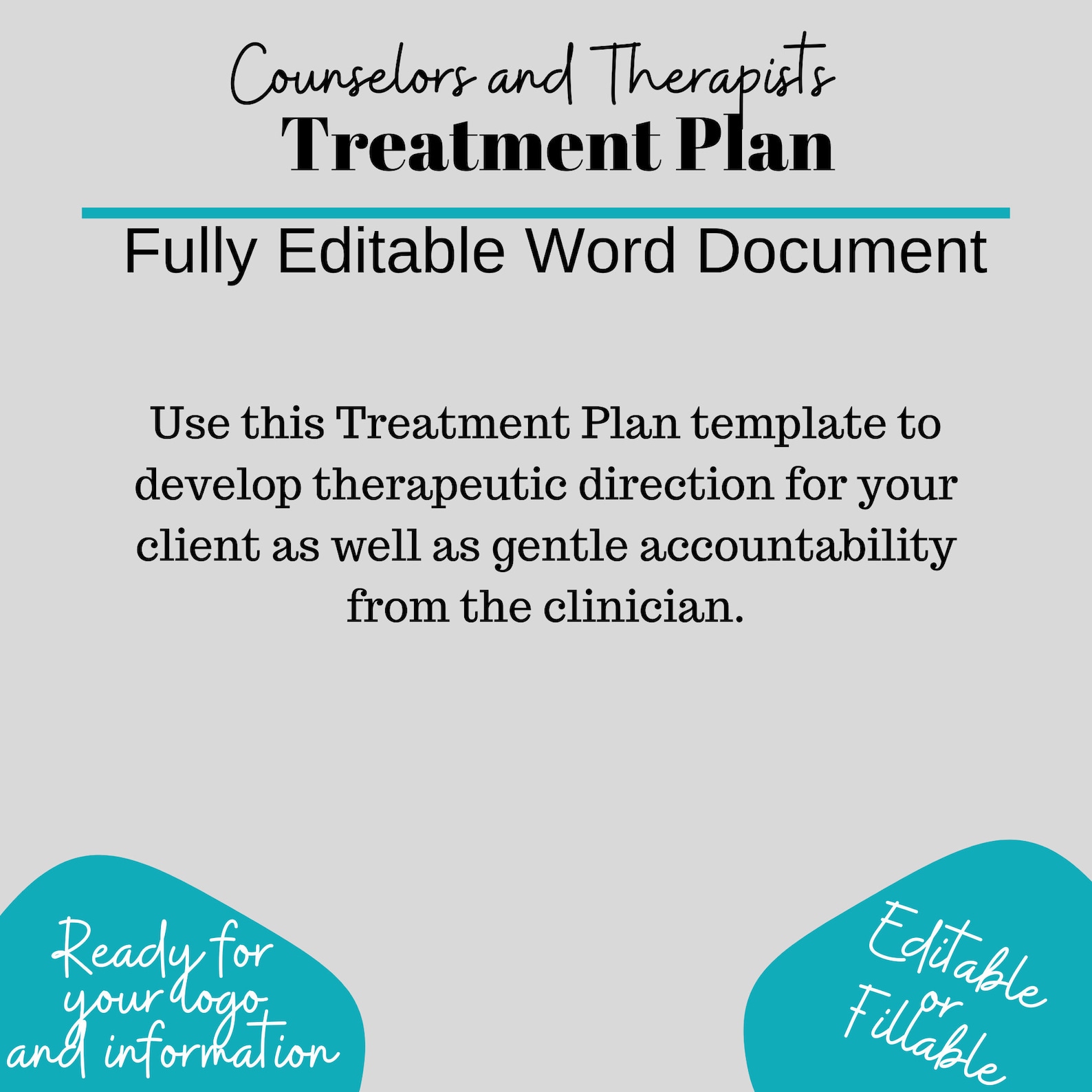 Treatment Plan Form Editable Templates, Psychotherapy/ Private Practice ...