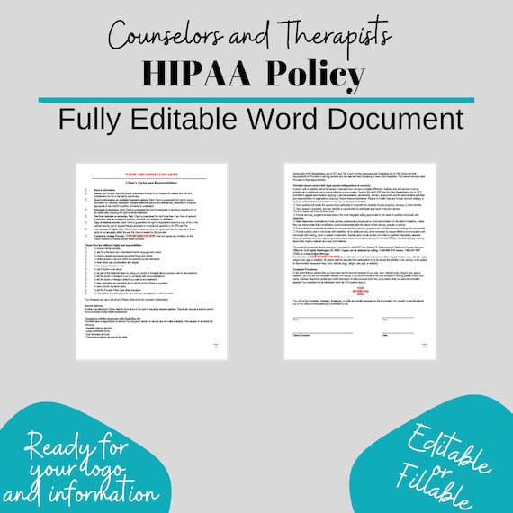 HIPAA Notice of Privacy Practices Fillable & Editable - Etsy