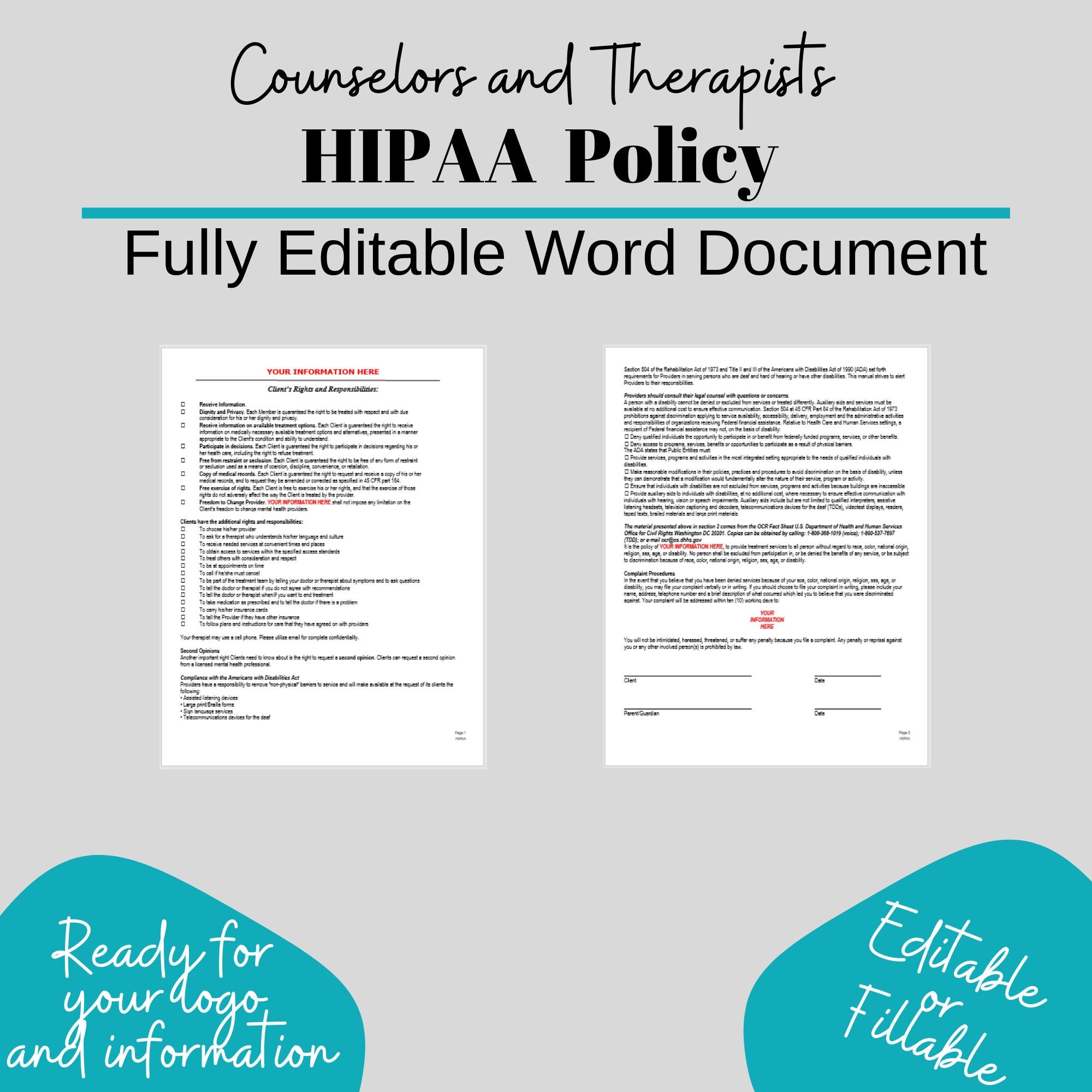 HIPAA Notice of Privacy Practices Fillable & Editable Templates ...