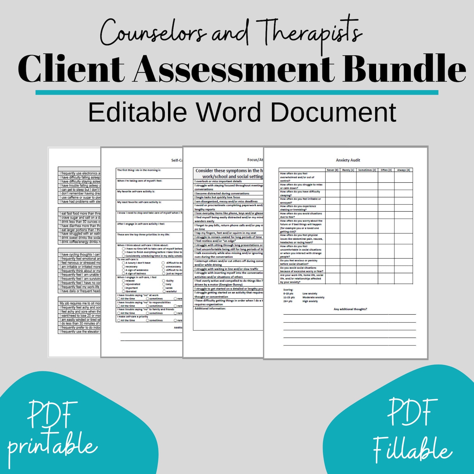 Client Assessment Bundle Forms Fillable & Editable Templates ...
