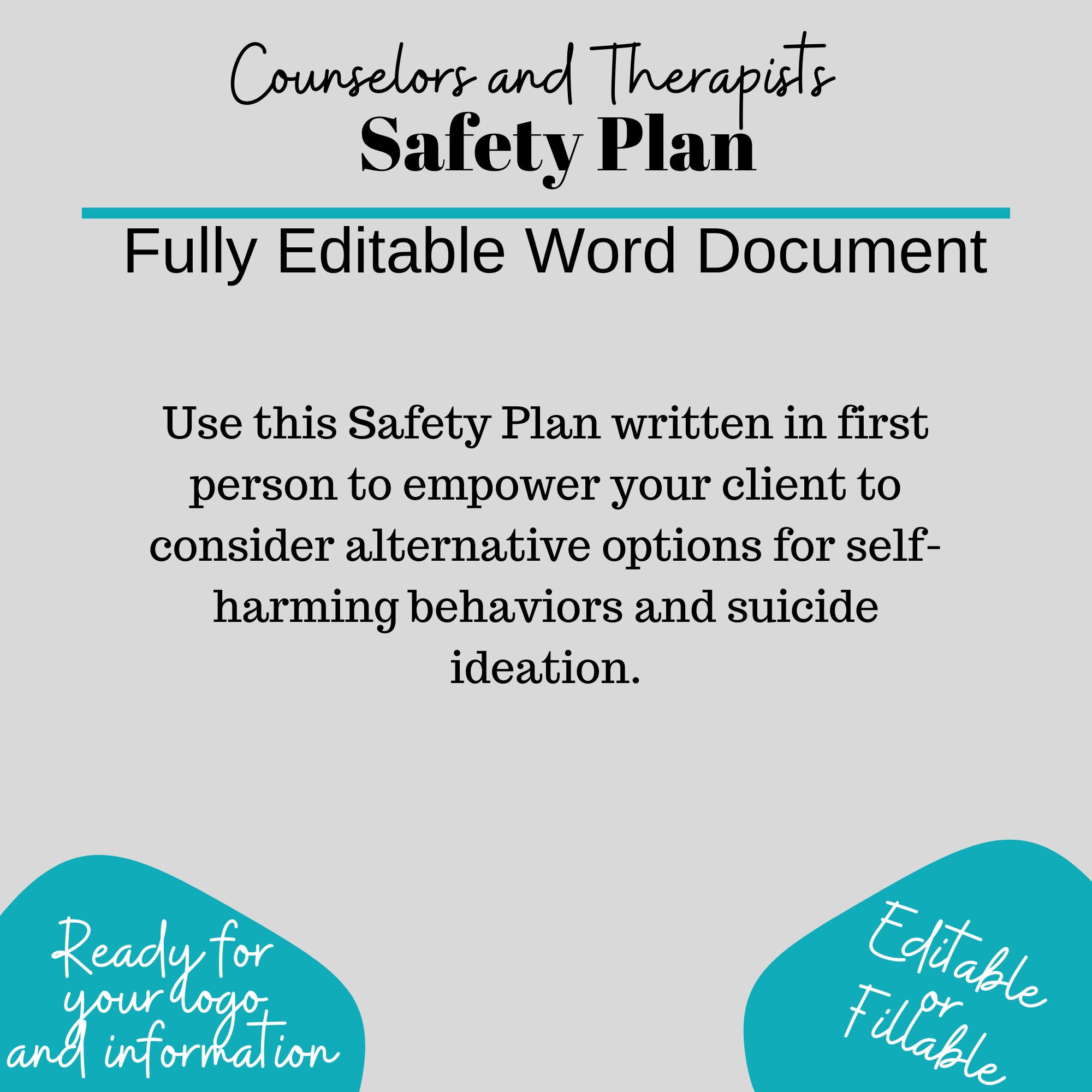 Safety Action Plan Form Editable Templates, Psychotherapy/ Private ...