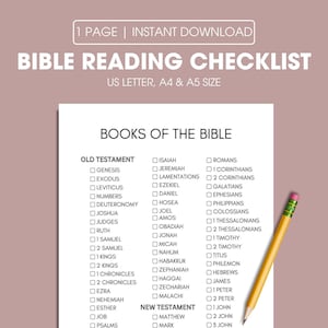 Books of the Bible Reading Simple Checklist Printable, Bible Reading ...