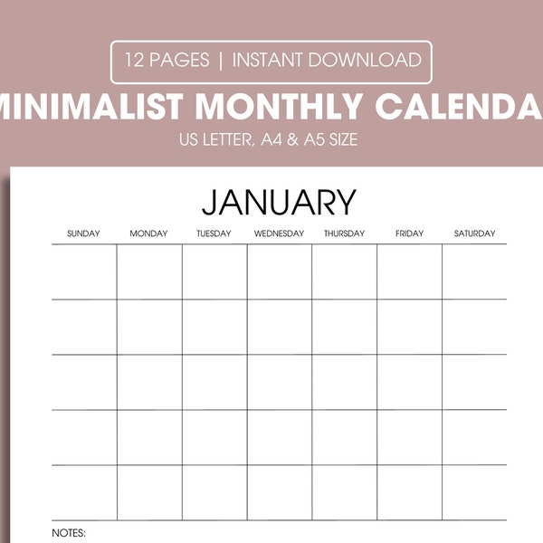 Minimalist Monthly Printable Calendar 2023, Simple Calendar Design ...