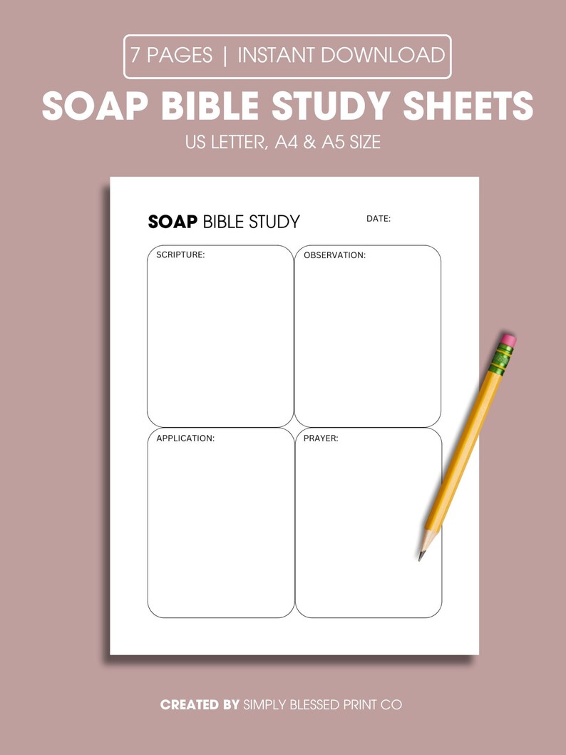 Soap Bible Study Printable Sheets, Bible Study Templates, SOAP Bible ...