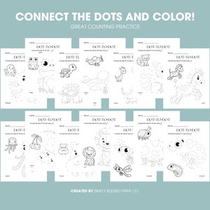 30 Pages of Dot to Dot Printable Activity Sheets for Kids, Cute Animal ...