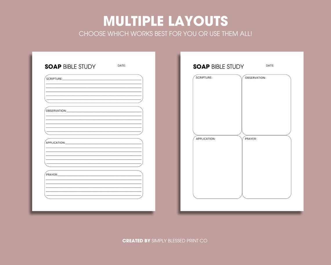 Soap Bible Study Printable Sheets, Bible Study Templates, SOAP Bible ...