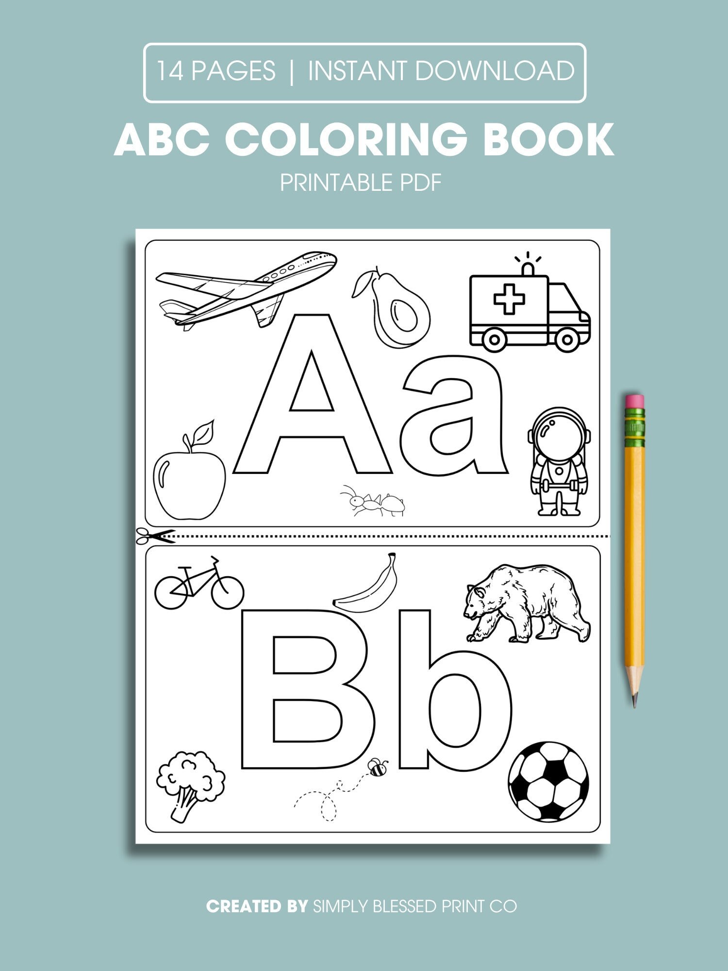 Preschool Alphabet Coloring Book Printable, Coloring Activity for ...