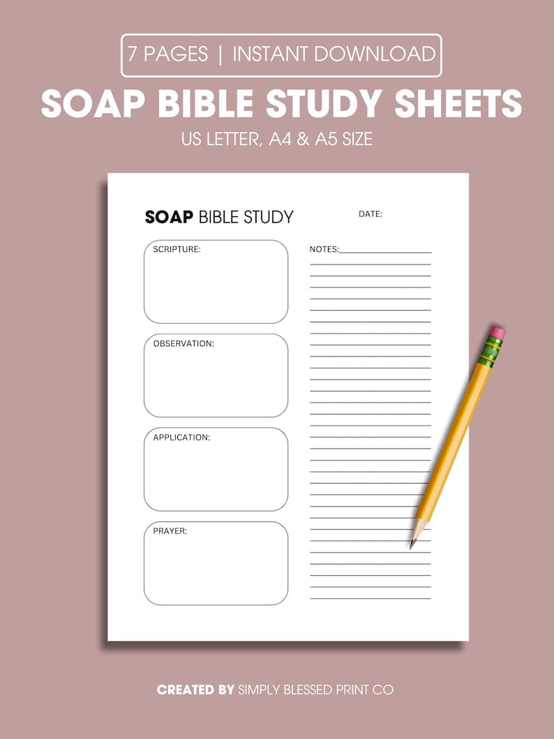 Soap Bible Study Printable Sheets, Bible Study Templates, SOAP Bible ...