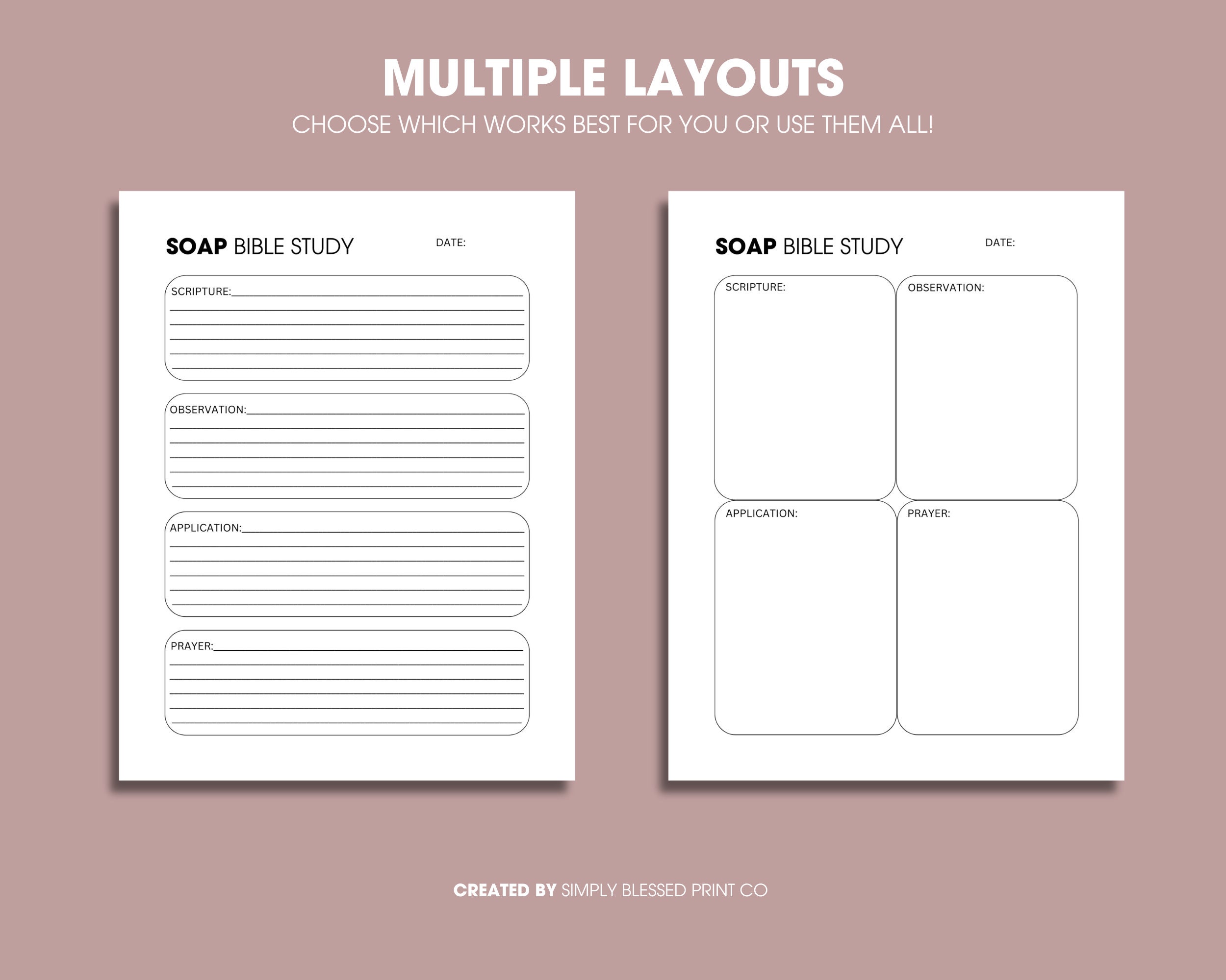 SOAP Bible Study Printable Sheets, Christian Journal (digital Download ...