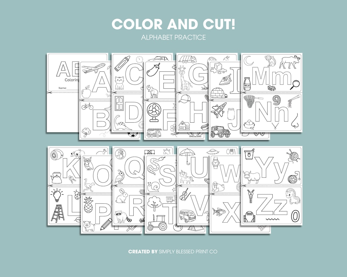 Preschool Alphabet Coloring Book Printable, Coloring Activity for ...