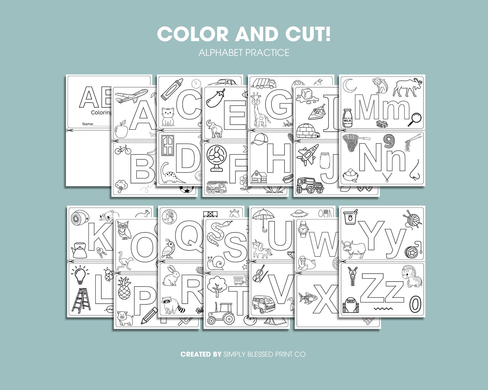 Preschool Alphabet Coloring Book Printable, Coloring Activity for ...