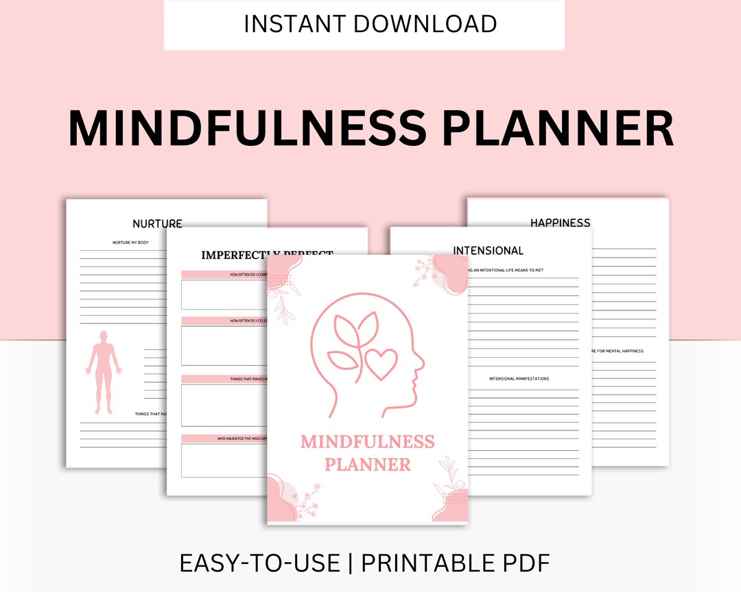 Printable Mindfulness Planner, Mindfulness Planner, Wellness Planner ...