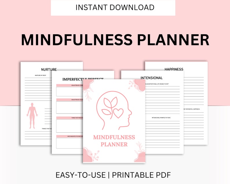 Printable Mindfulness Planner, Mindfulness Planner, Wellness Planner ...