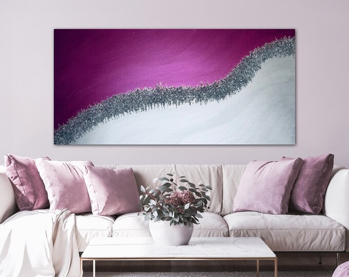 Pink Tourmaline & Silver Glam Painting Glitter Painting - Etsy
