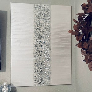 Bright Silver & White Glitter and Glass Painting, Glitter Painting ...