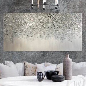 CLASSY ICY GLASS Drip Glass Wall Art Silver Wall Art Z - Etsy