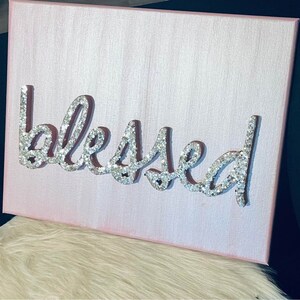 Blessed Glam Glitter Painting Glitter Wall Art Glam Decor - Etsy