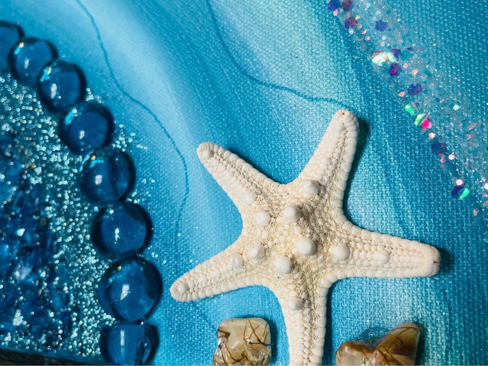Ocean Geode Painting With Geode Slice Shells & Real Starfish - Etsy