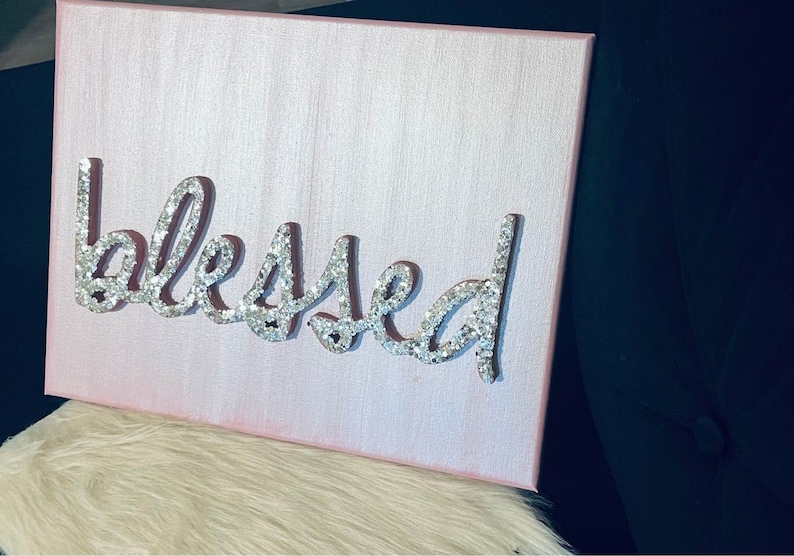 Blessed Glam Glitter Painting Glitter Wall Art Glam Decor - Etsy