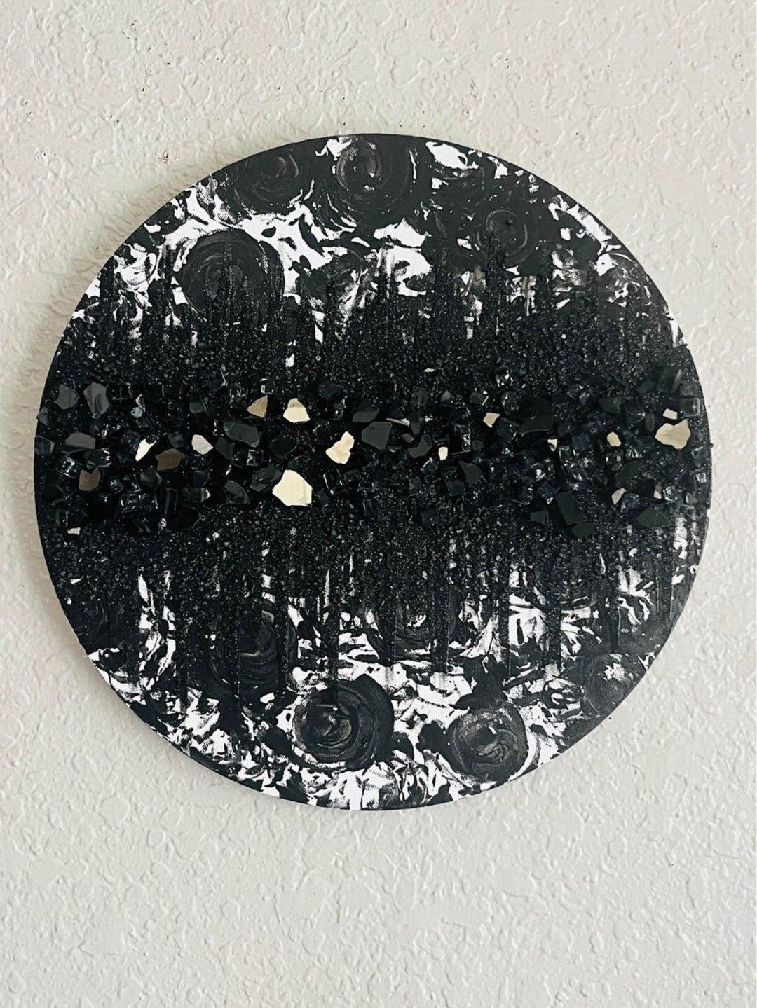 Black Rose Round Glass Painting: Gothic Glitter Glam Wall Art - Etsy