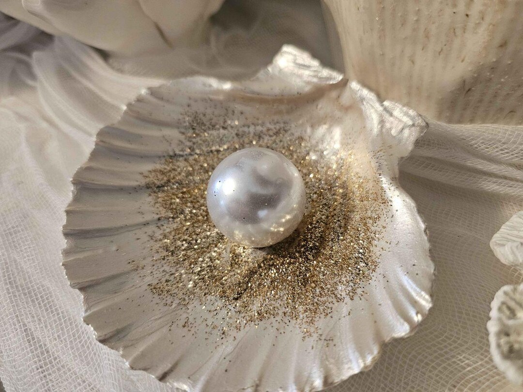 Large Pearl Shell Glam Gift, Gold Pearl Shelf Decor, Gift Ideas, Ocean ...