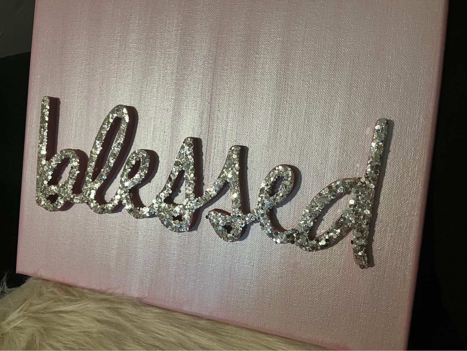 Blessed Glam Glitter Painting Glitter Wall Art Glam Decor - Etsy
