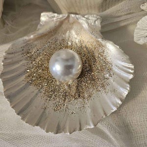 Large Pearl Shell Glam Gift, Gold Pearl Shelf Decor, Gift Ideas, Ocean ...
