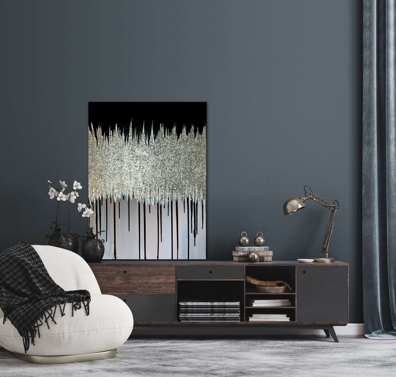 Dripping Glam Decor Painting Black Decor Luxury Art - Etsy