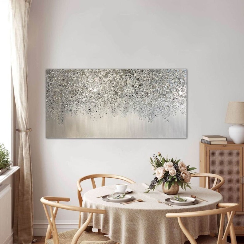 CLASSY ICY GLASS Drip Glass Wall Art Silver Wall Art Z - Etsy