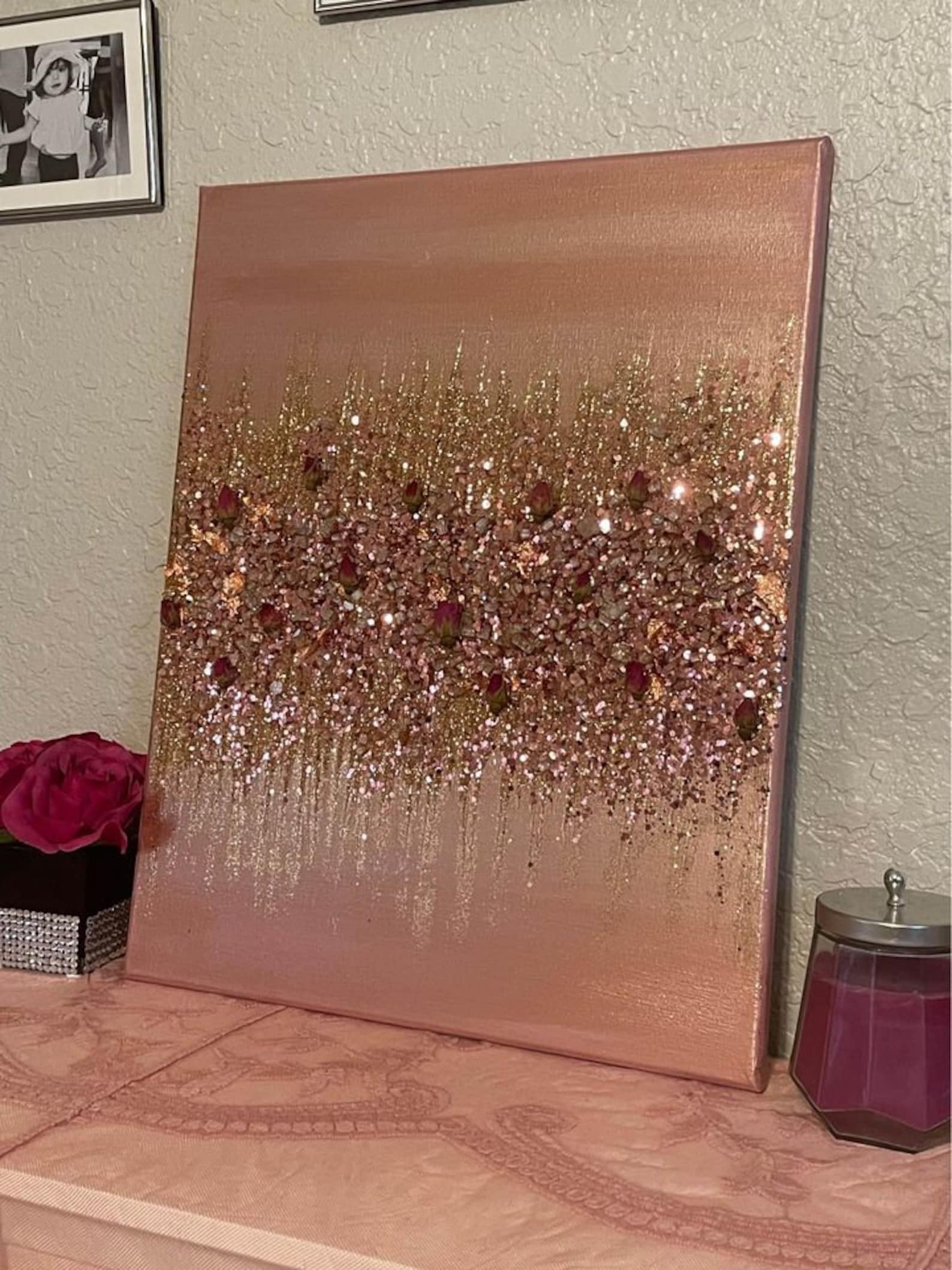 Desert Rose Glam Roses Glitter Painting Glitter Painting - Etsy