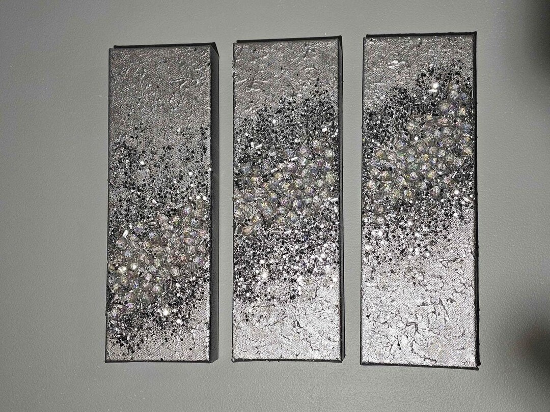 Angelic Gem Silver Glitter Glass Painting Set, Glam Silver Glass Decor ...