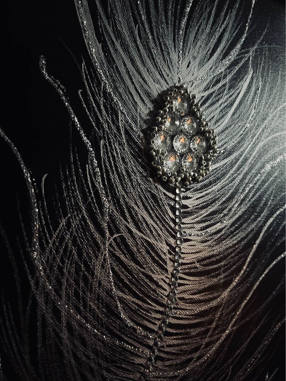Beautiful European Crystal Feather Painting Silver & Black - Etsy