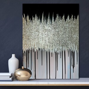 Dripping Glam Decor Painting, Black Decor, Luxury Art, Abstract ...