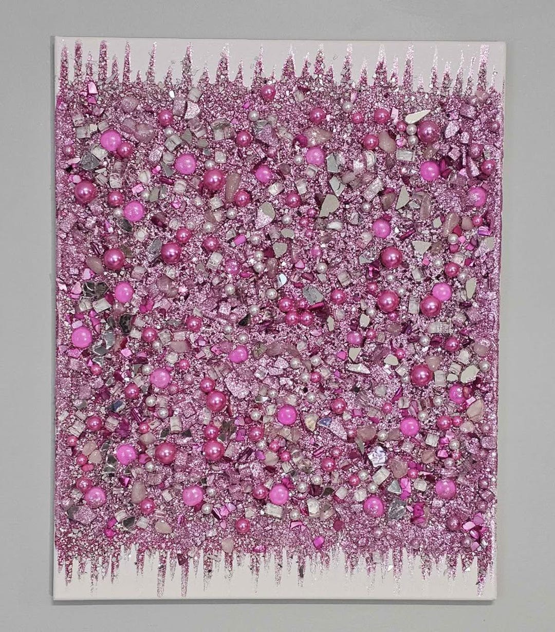 Pink Lady Pink Glass Painting, Pink Gem Painting, Glitter Wall Art ...