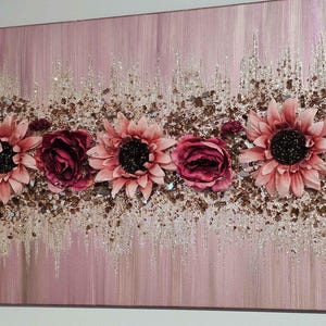 Rose Gold Sunflower Gold Glass Glam, Sunflower Glamour Painting, Boho ...