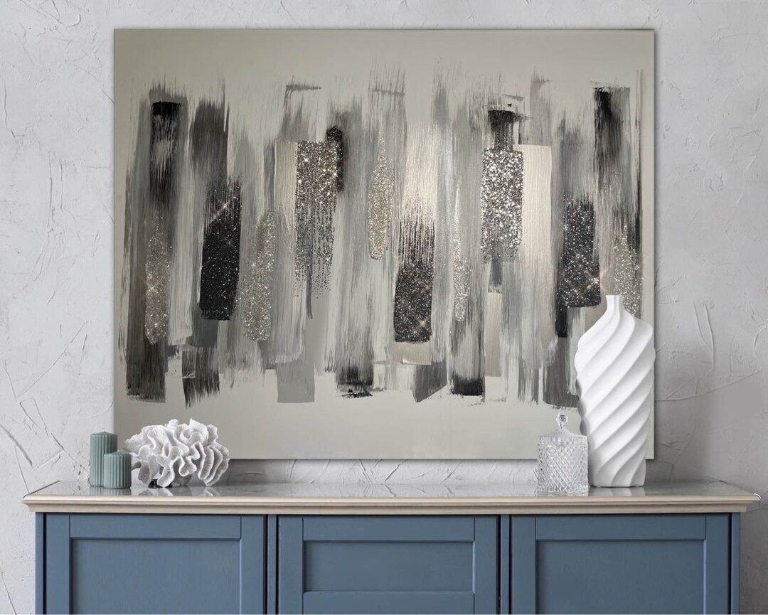 City Lights Pretty Glitter Abstract Art, Glitter Wall Art, Abstract ...