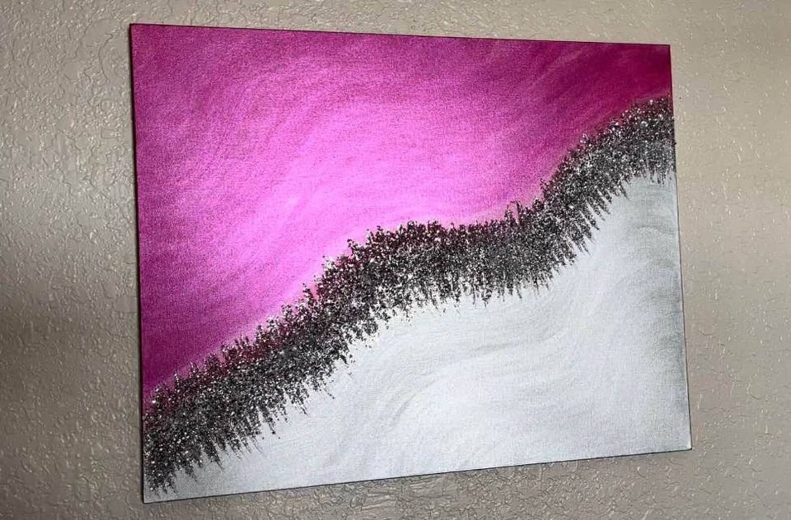 Pink Tourmaline & Silver Glam Painting Glitter Painting - Etsy