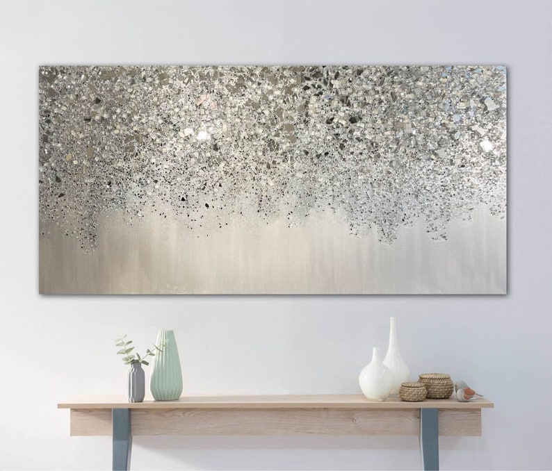 CLASSY ICY GLASS Drip Glass Wall Art Silver Wall Art Z - Etsy