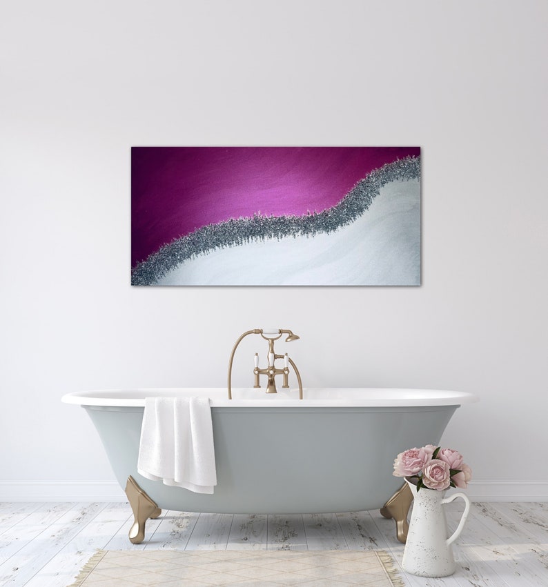 Pink Tourmaline & Silver Glam Painting Glitter Painting - Etsy