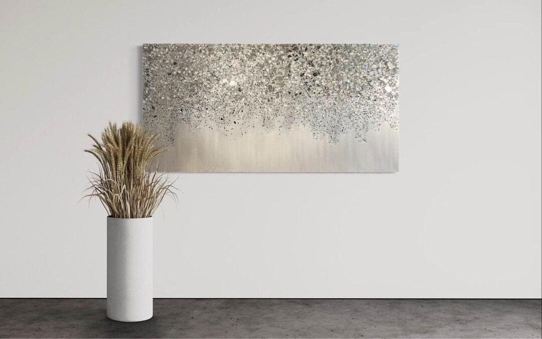 CLASSY ICY GLASS Drip Glass Wall Art Silver Wall Art Z - Etsy