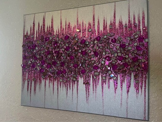 Raspberry Acrylic Glass & Glitter Painting Glitter Painting - Etsy