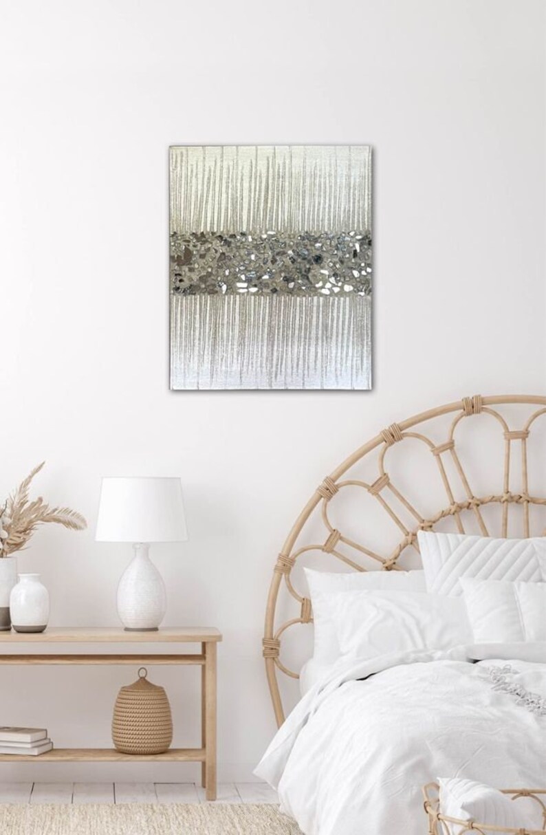 Bright Silver & White Glitter and Glass Painting Silver | Etsy