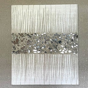 Bright Silver & White Glitter and Glass Painting, Glitter Painting ...